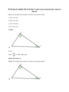 50 bai tap trac nghiem mot so he thuc ve canh va goc trong tam giac vuong co dap an