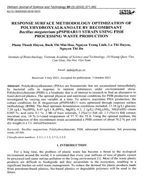 Response surface methodology optimization of polyhydroxyalkanoate by recombinant bacillus ...