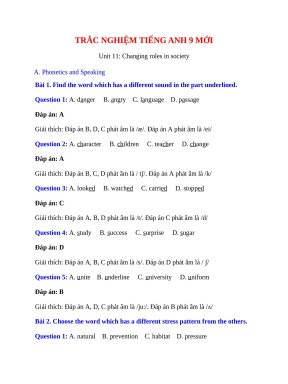 60 cau trac nghiem tieng anh 9 moi unit 11 co dap an 2023 changing roles in society