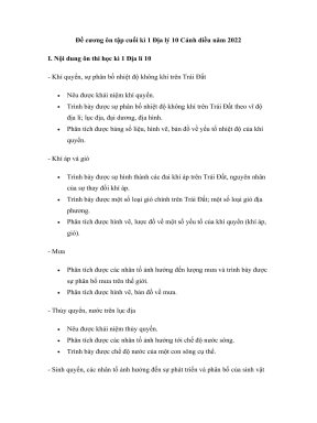 De cuong on tap hoc ki 1 mon dia li 10 sach canh dieu