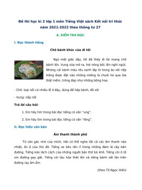 De thi hoc ki 2 lop 1 mon tieng viet sach ket noi tri thuc de 2