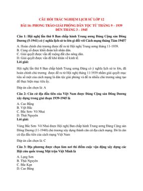 Trac nghiem lich su 12 bai 16 co dap an phong trao giai phong dan toc va tong khoi nghia thang ...