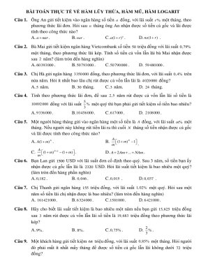 Bai tap trac nghiem bai toan thuc te ve ham luy thua mu logarit sxy3m