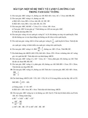 Uploads data downloads toan 9 bai tap mot so he thuc ve canh va duong cao trong tam giac vuong