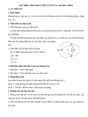 Ly thuyet dau hieu nhan biet tiep tuyen cua duong tron moi 2023 bai tap hay chi tiet toan 9