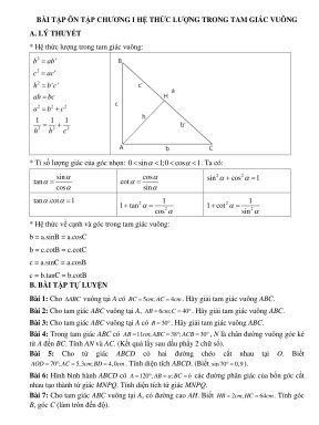 Ly thuyet toan 9 chuong 1 hinh hoc he thuc luong trong tam giac vuong moi 2023 bai tap
