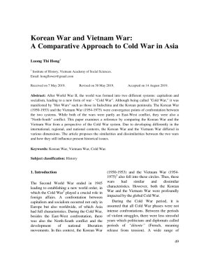 Korean war and vietnam war a comparative approach to cold war in asia