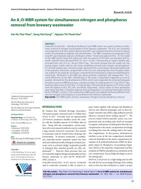 Nghiên cứu hệ thống a2o mbr để loại bỏ đồng thời thành phần nitơ và phốt pho có trong nước thải ...