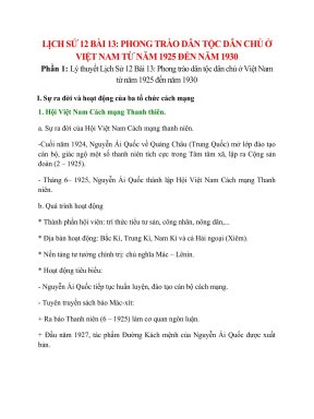 Ly thuyet lich su 12 bai 13 moi 2023 91 cau trac nghiem phong trao dan toc dan chu o viet nam tu ...