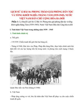 Ly thuyet lich su 12 bai 16 moi 2023 157 cau trac nghiem phong trao giai phong dan toc va tong khoi