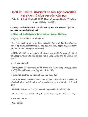 Ly thuyet lich su 12 bai 12 moi 2023 93 cau trac nghiem phong trao dan toc dan chu o viet nam tu ...