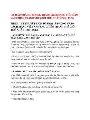 Ly thuyet lich su 9 bai 15 moi 2023 16 cau trac nghiem phong trao cach mang viet nam sau chien ...