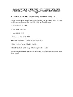 Ly thuyet lich su 9 bai 3 qua trinh phat trien cua phong trao giai phong dan toc va su tan ra cua he