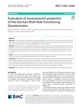 Evaluation of measurement properties of the german work role ...