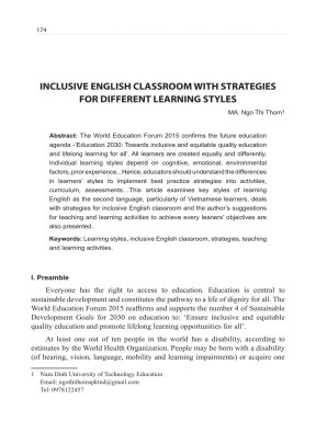 Inclusive english classroom with strategies for different learning styles