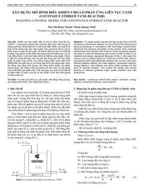 Xây dựng mô hình điều khiển cho lò phản ứng liên tục cstr (continous ...