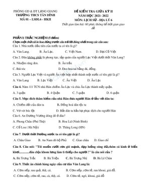 Đề kiểm tra giữa học kì 2 môn lịch sử địa lí lớp 6 năm 2021 2022 có đáp án