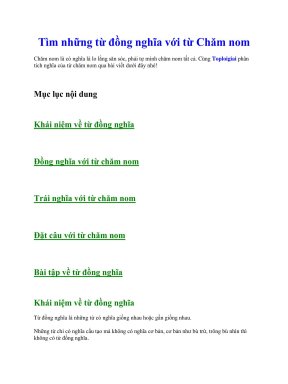Tìm những từ đồng nghĩa với từ chăm nom