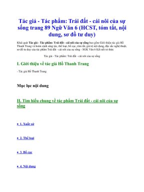 Tác giả tác phẩm trái đất cái nôi của sự sống trang 89 ngữ văn 6 (hcst, tóm tắt, nội dung, sơ đồ ...