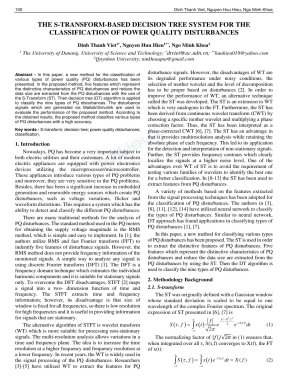 The s transform based decision tree system for the classification of ...