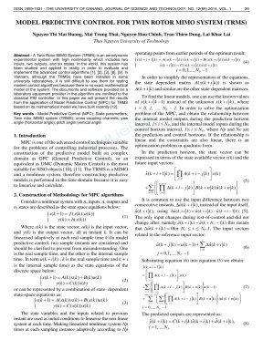 Model predictive control for twin rotor mimo system (trms)