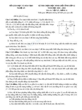 Đề Thi Học Sinh Giỏi Môn Vật Lí Lớp 12 Năm 2021-2022 Có Đáp Án - Sở Gd&Đt Ngh