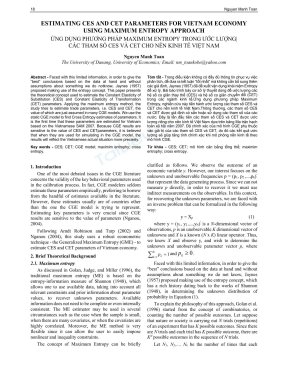 Estimating ces and cetet parameters for vietnam economy using maximum ...