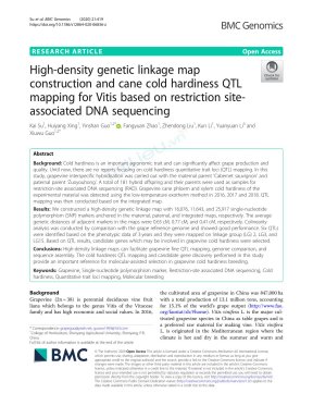 High density genetic linkage map construction and cane cold hardiness qtl mapping for vitis ...