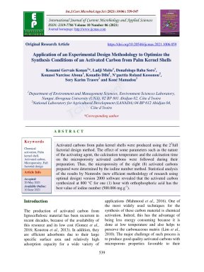 Application of an experimental design methodology to optimize the synthesis conditions of an activat