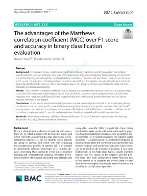 The advantages of the matthews correlation coefficient (mcc) over f1 ...