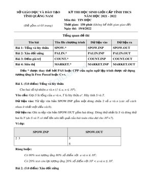 Đề thi hsg môn tin học lớp 9 năm 2021 2022 có đáp án sở gdđt quảng nam