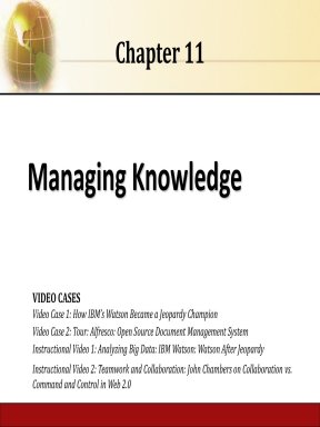 Lecture management information systems chapter 11 managing knowledge
