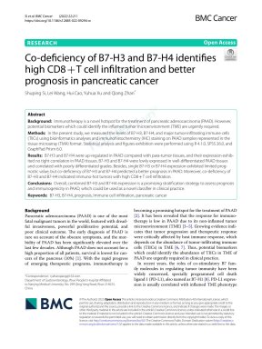 Co deficiency of b7 h3 and b7 h4 identifies high cd8+t cell ...