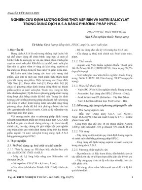 Nghiên cứu định lượng đồng thời aspirin và natri salicylat trong dung ...