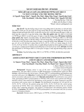 Mối liên quan giữa đa hình rs1799796 gen xrcc3 và nguy cơ mắc ung thư buồng trứng l