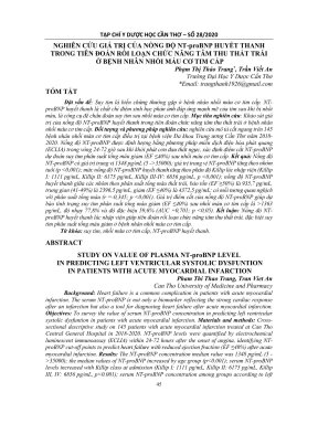 Nghiên cứu giá trị của nồng độ nt probnp huyết thanh trong tiên đoán rối loạn chức năng tâm thu ...