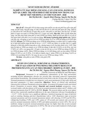 Nghiên cứu đặc điểm lâm sàng, cận lâm sàng, đánh giá kết quả điều trị viêm phổi ở trẻ sơ sinh ...
