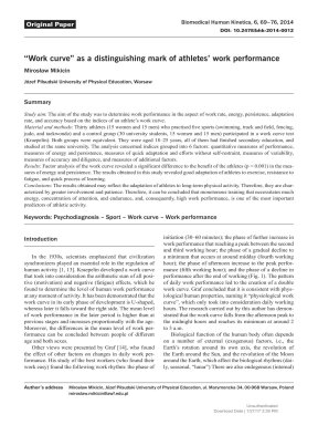 Work curve as a distinguishing mark of athletes work performance