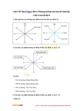 Giai vbt dia ly 6 phuong huong tren ban do kinh do vi do