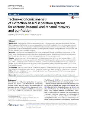 Techno economic analysis of extraction based separation systems for ...