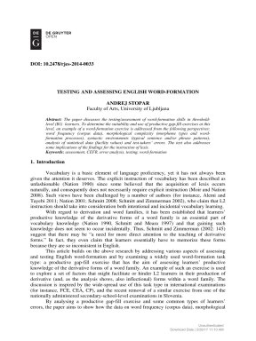 Testing and assessing english word formation