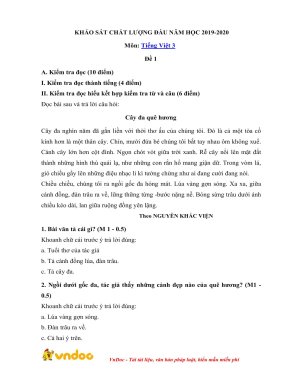 Bo de thi khao sat chat luong dau nam mon tieng viet lop 3