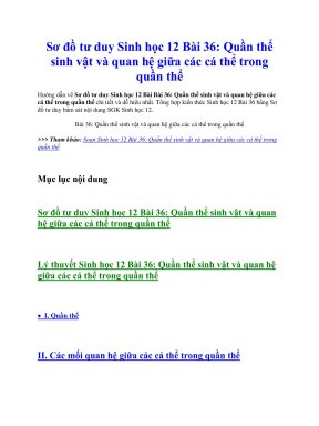 Sơ đồ tư duy sinh học 12 bài 36 quần thể sinh vật và quan hệ giữa các cá thể trong quần thể