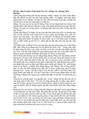 Thuyet minh ve dia danh tra co mong cai quang ninh (1)