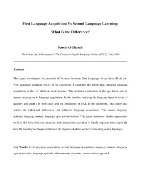 First Language Acquisition Vs Second Language Learning: What Is the ...