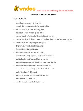Tu vung tieng anh lop 12 unit 5 cultural identity