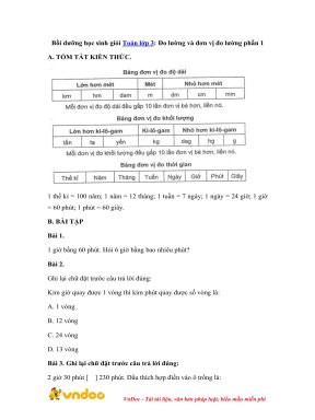 Bai tap toan nang cao lop 3 do luong va don vi do luong phan 1