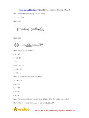 Toan hay va kho lop 2 mot so bai tap ve so tru so bi tru phan 2