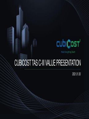 Cubicost new feature training CUBICOST TAS CIII VALUE PRESENTATION