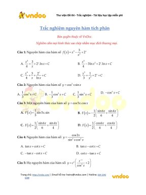 Trac nghiem nguyen ham tich phan